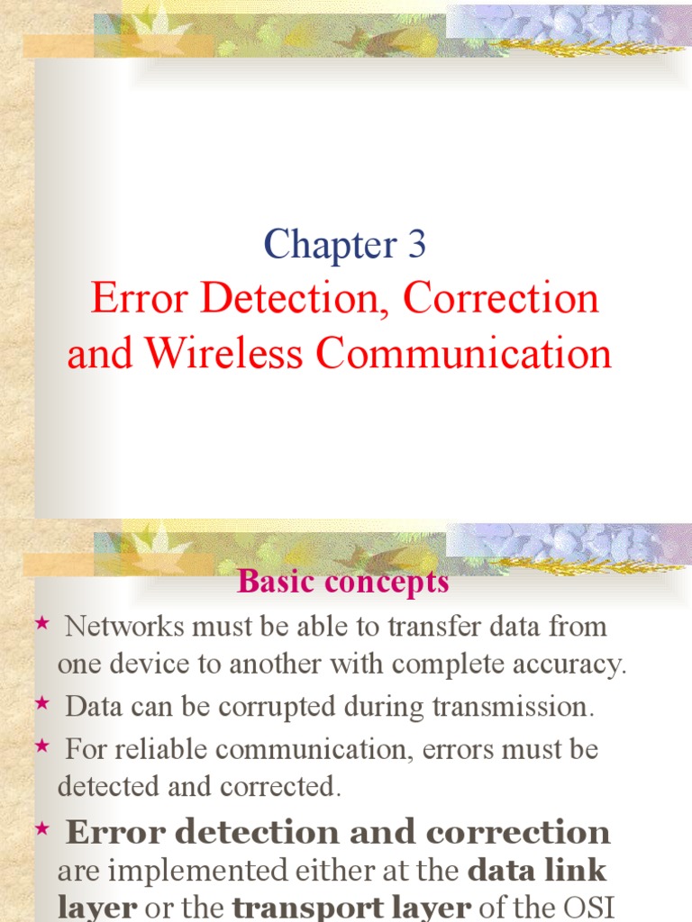 Error Detection, Correction and Wireless Communication | PDF | Wireless Lan | Computer Network