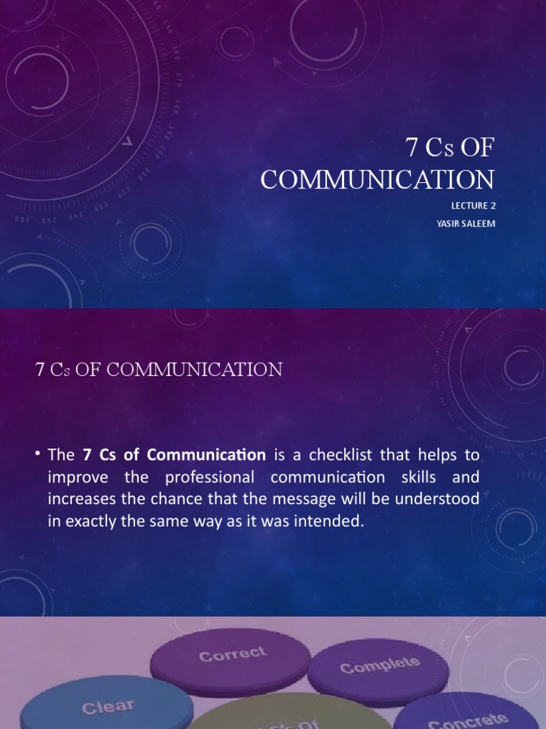 Lecture 2 - 7Cs of Communication | PDF | Communication | Psychological ...