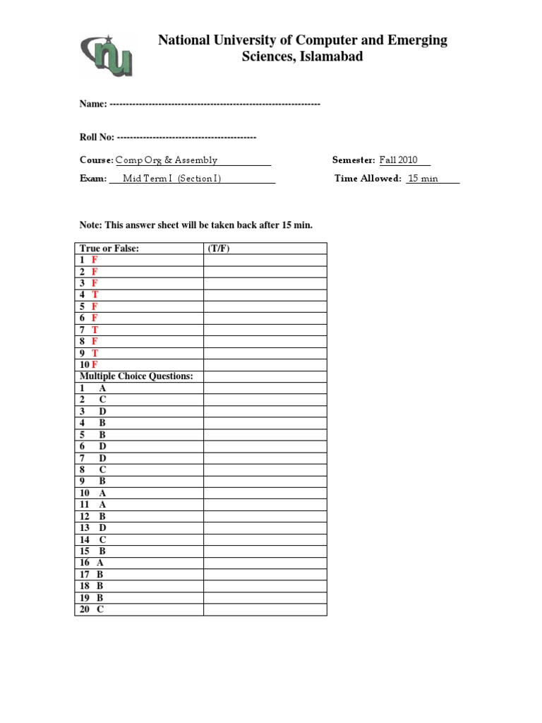 Mid Term1 Solution | PDF | Random Access Memory | Input/Output