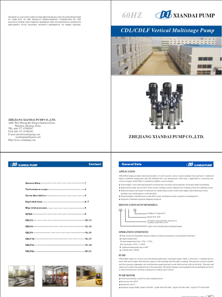 CDL/CDLF Vertical Multistage Pump | PDF | Pump | Valve