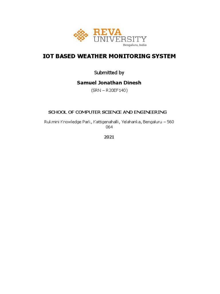 Iot Based Weather Monitoring System | PDF | Internet Of Things | Arduino