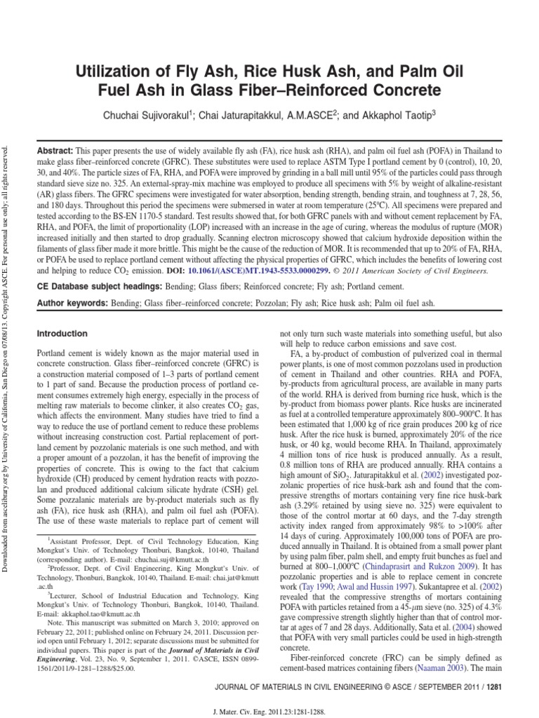 Utilization of Fly Ash, Rice Husk Ash, and Palm Oil Fuel Ash in Glass ...