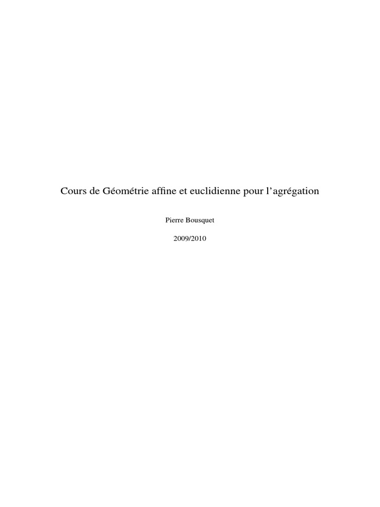 Cours de Géométrie Affine et Euclidienne | PDF | Espace vectoriel | Algèbre