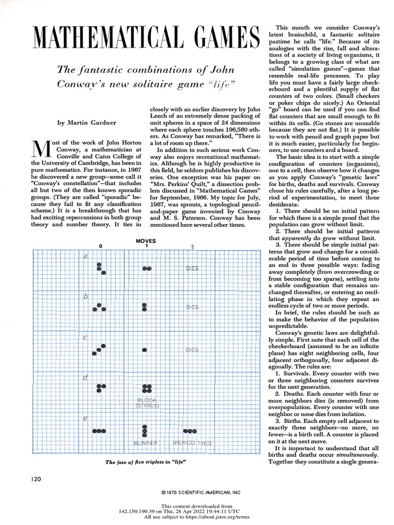 Mathematical Games - Scientific American - October 1970 | PDF | Mathematics