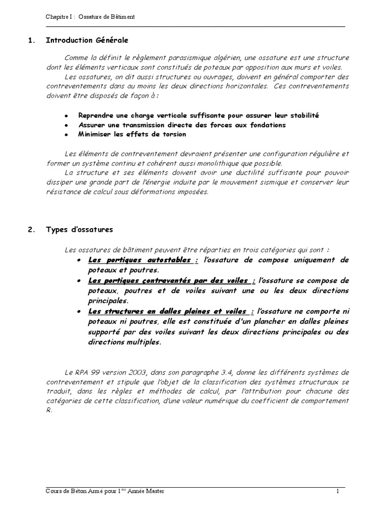 Types d'ossatures de bâtiment en béton | PDF | Béton armé | Fondation ...