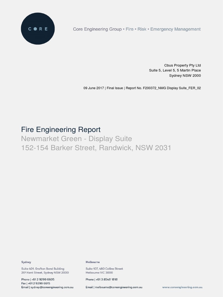 Fire Engineering Report Rev 02 Prepared by Core Engineering Group Dated ...