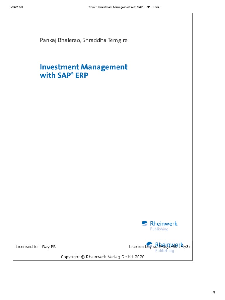 Investment Management With SAP ERP-SB | PDF