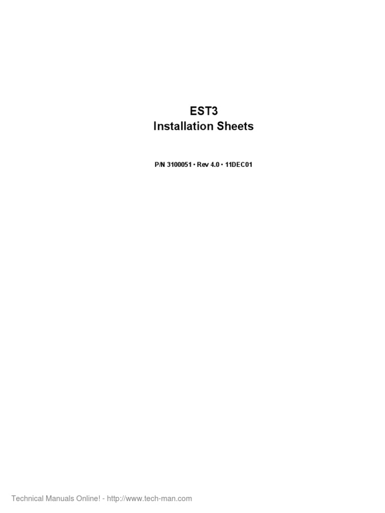 Est3 Installation Sheets: P/N 3100051 - Rev 4.0 - 11DEC01 | PDF ...