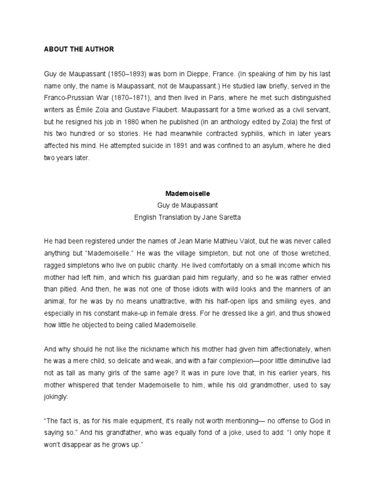 Mademoiselle: A Portrait of Identity | PDF | Guy De Maupassant | Clothing