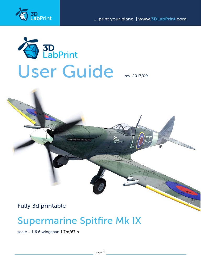 3DLabPrint SpitfireIX Userguide 2 | PDF | Supermarine Spitfire | Aerospace