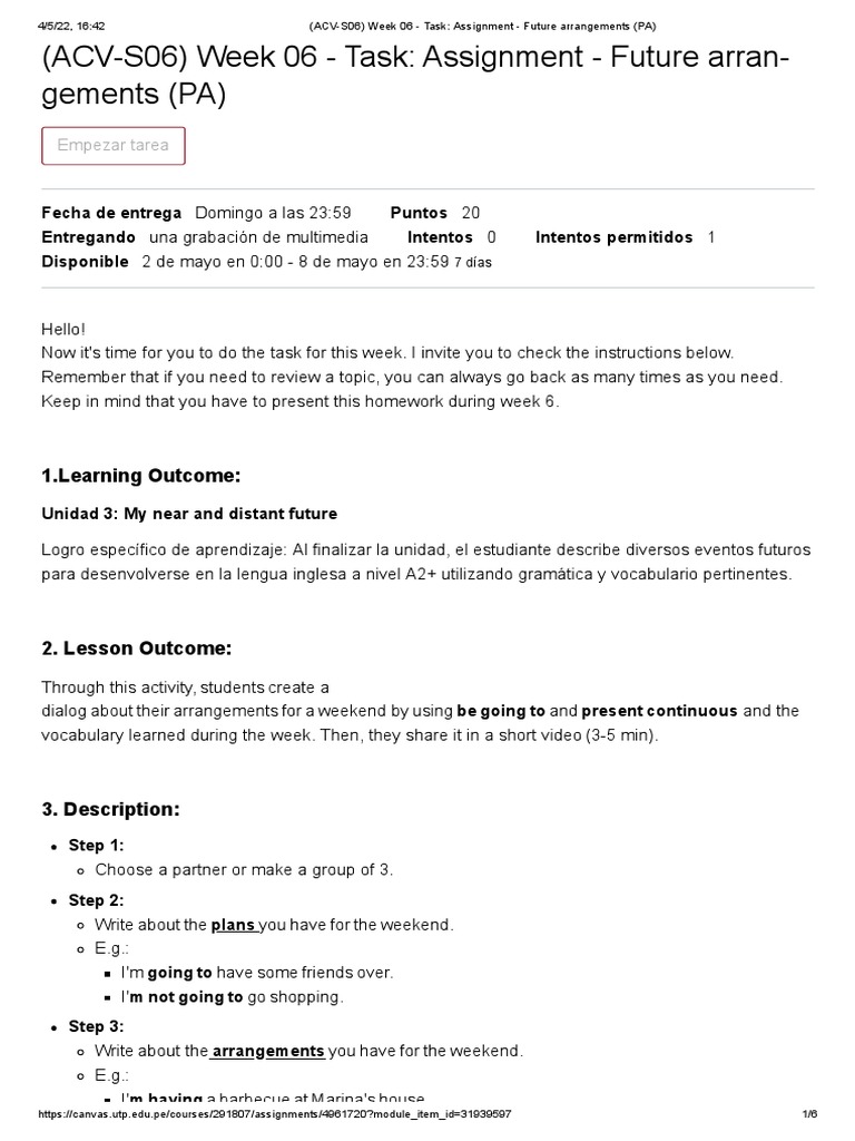 Week 06 Assignment: Future Arrangements | PDF | Career & Growth