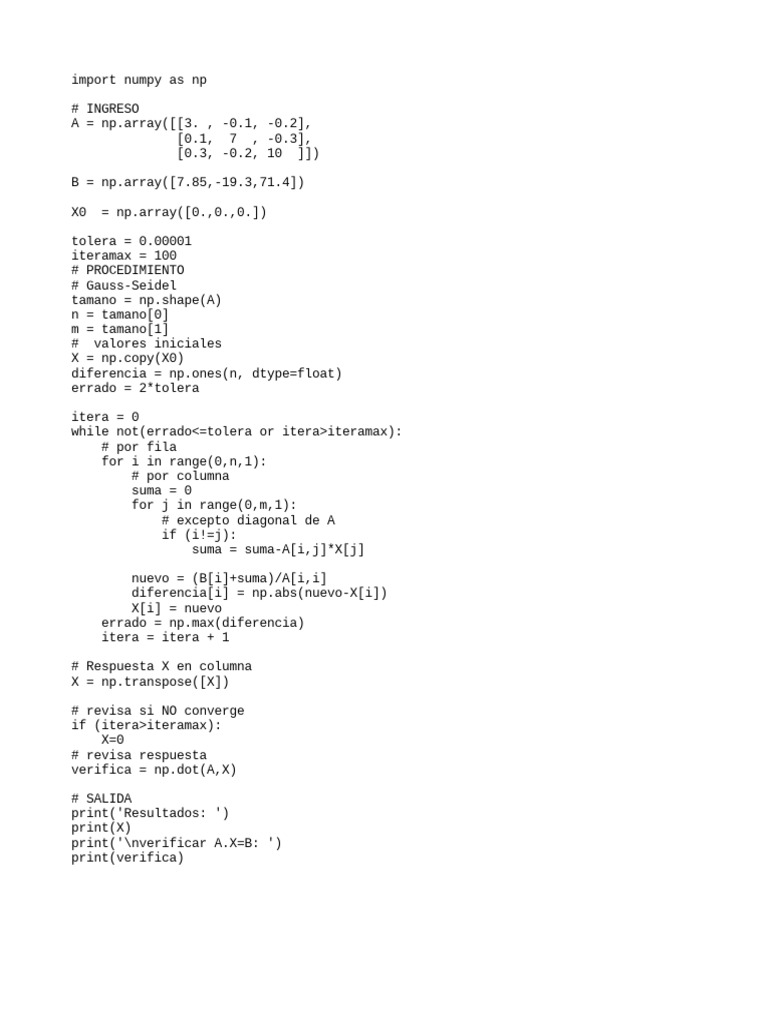 Gauss Seidel Python | PDF