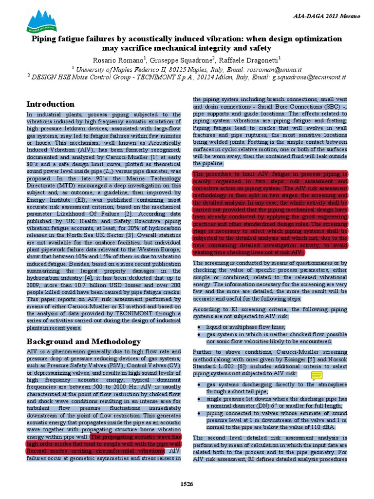 Piping fatigue failures by acoustically induced vibration | PDF | Pipe ...