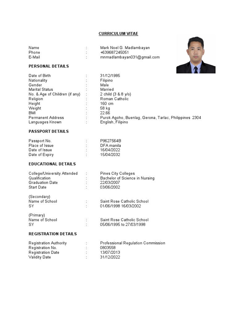 Sample CV Format (Jims Format) | PDF
