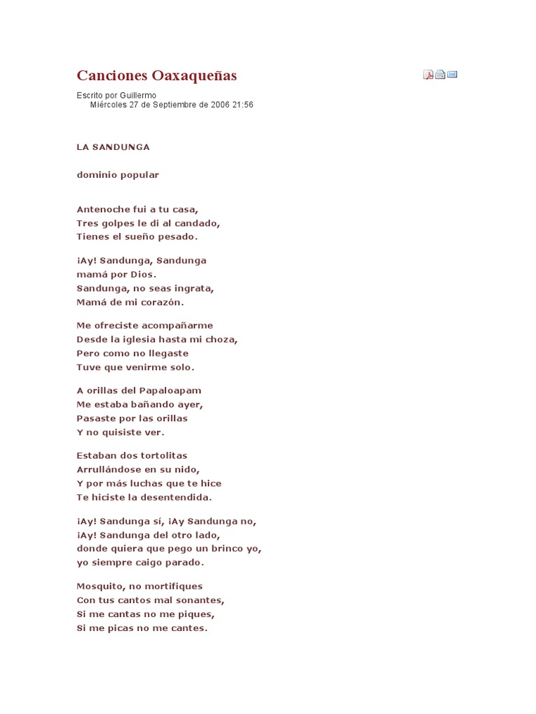Canciones Tradicionales De Oaxaca Pdf Ocio