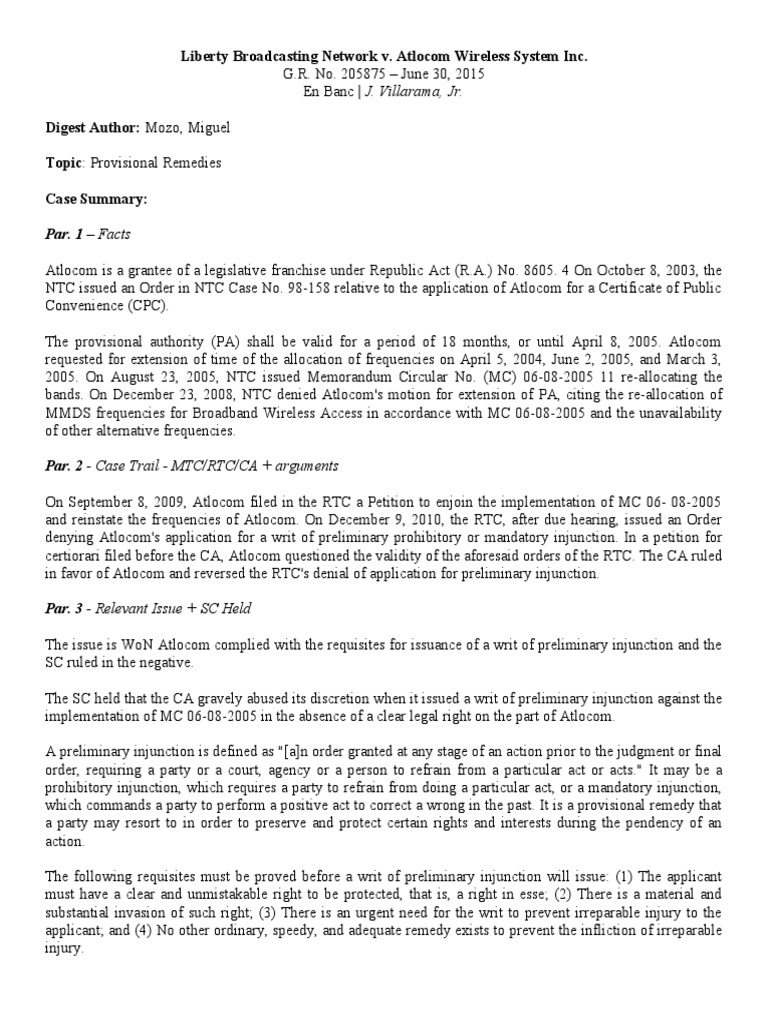 310 Liberty Broadcasting Network v. Atlocom Wireless System Inc. (Mozo ...