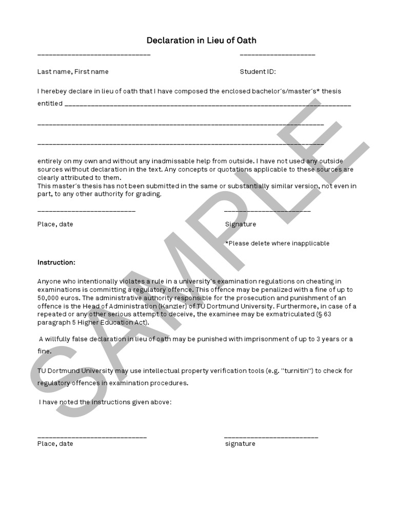 06 en Declaration in Lieu of Oath S | PDF