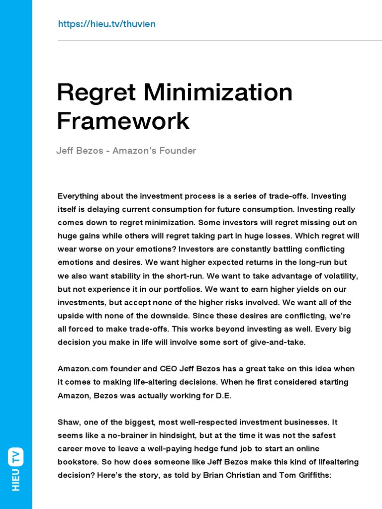 RLuObc2QuOwjLrinx5Yu Regret Minimization Framework | PDF | Investing | Investor