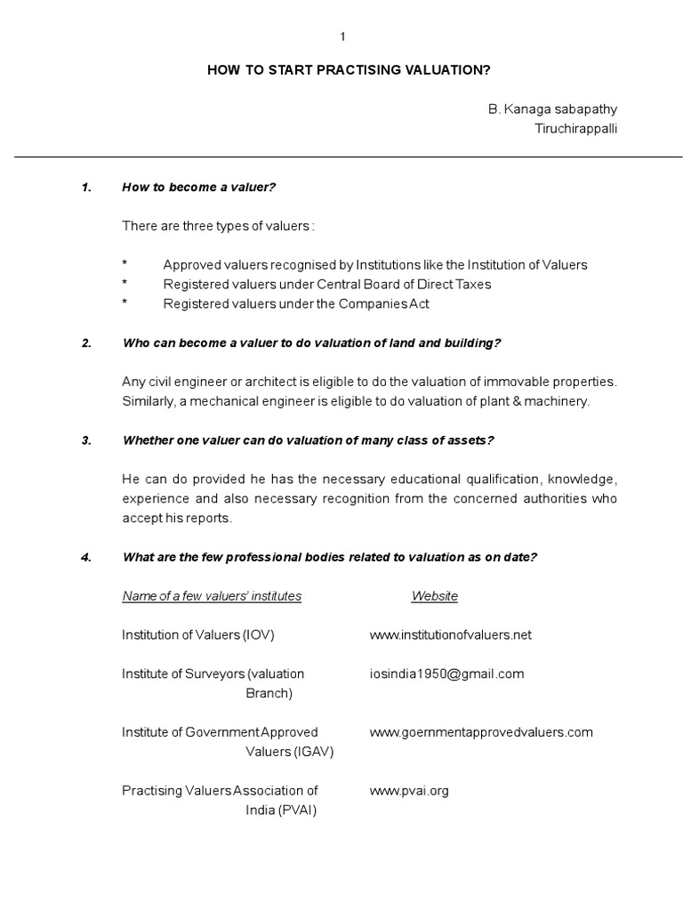 How To Start Practising Valuation | PDF | Real Estate Appraisal ...