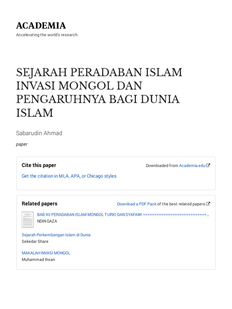INVASI MONGOL DAN PENGARUHNYA | PDF