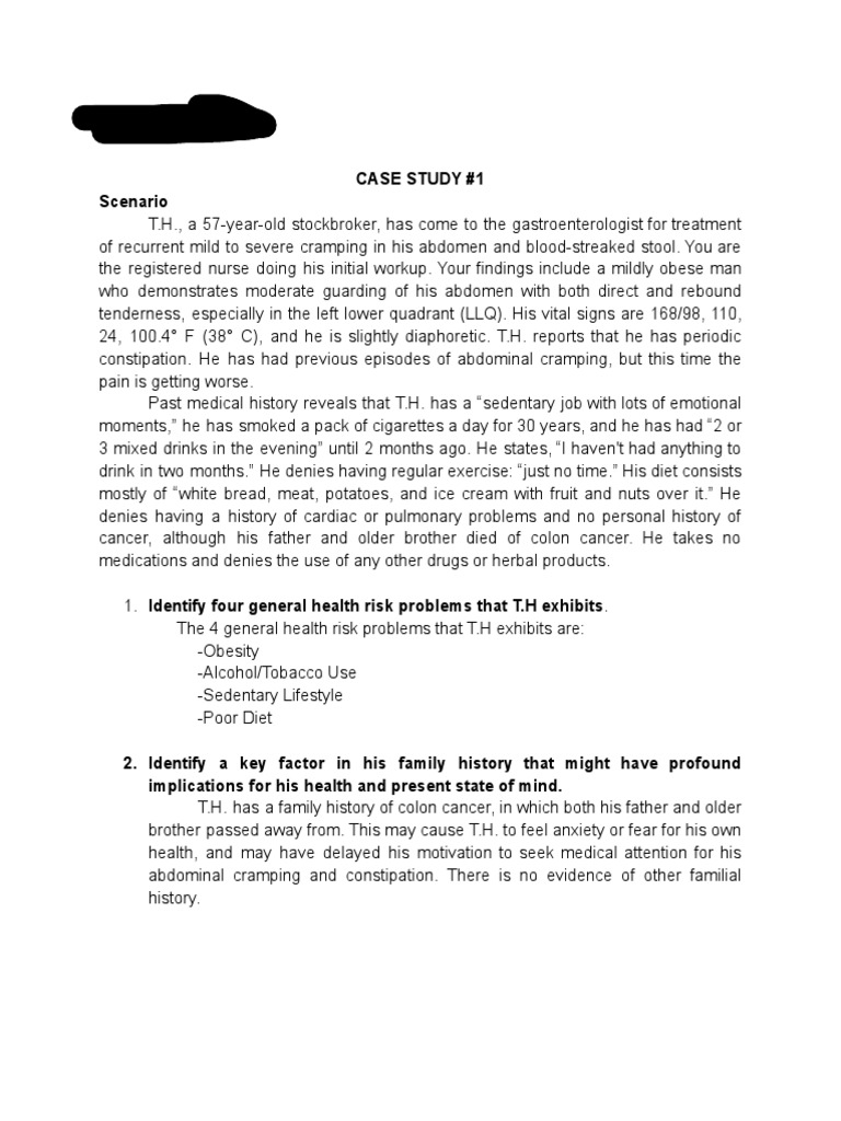 Case Study #1 Scenario | PDF | Clinical Medicine | Medical Specialties