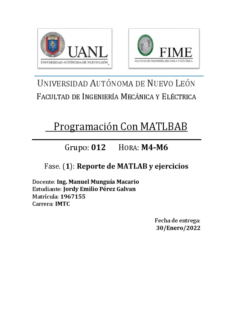 Actividad 1 Matlab Pdf Matlab Programación De Computadoras