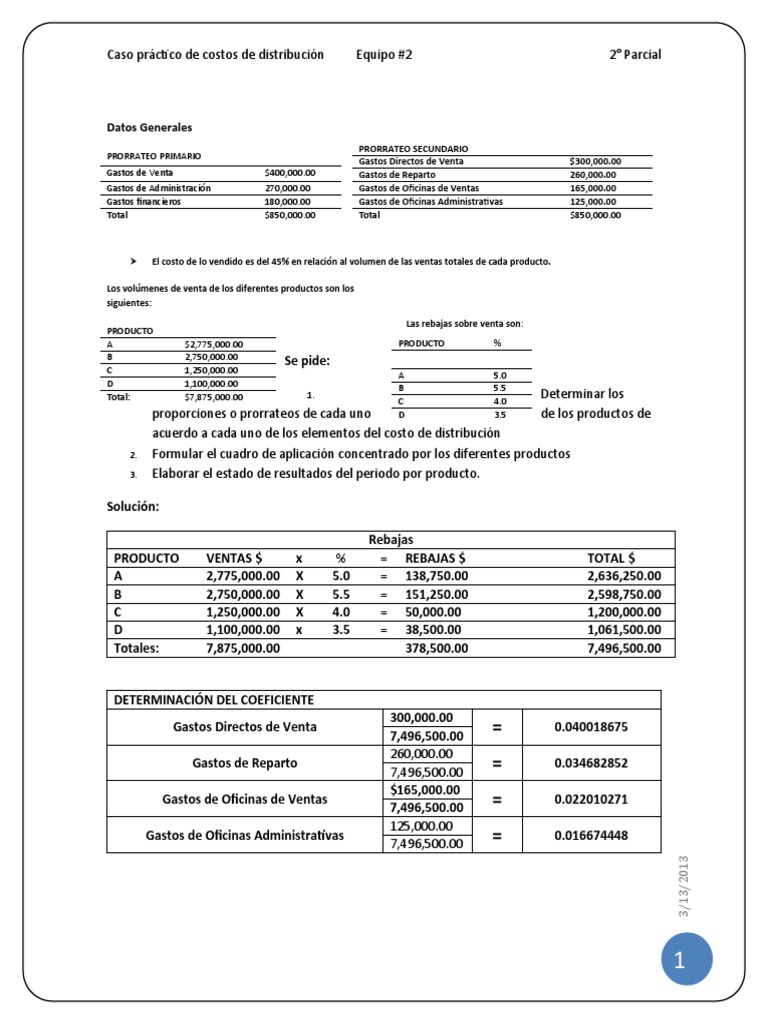 Caso Practico de Costos de Distribucion | PDF | Logística | Economias