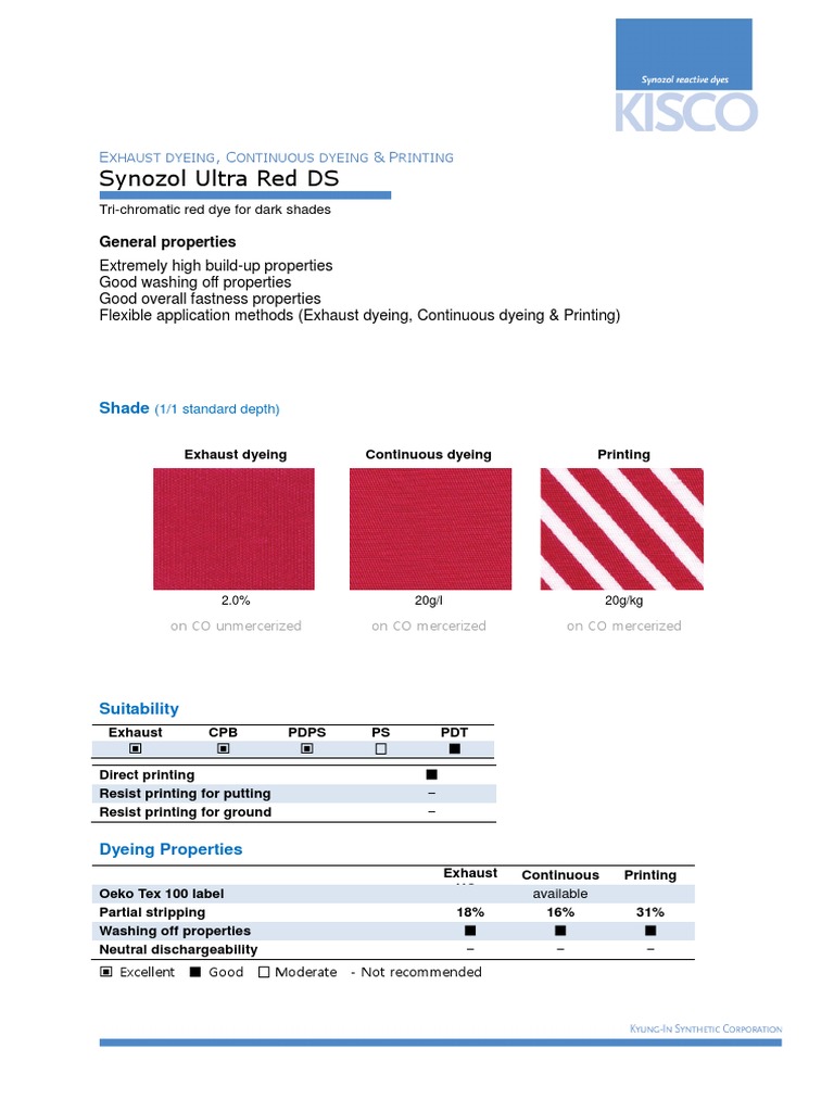 Synozol Ultra Red DS (Ver 1.0) | PDF | Dyeing | Chemistry