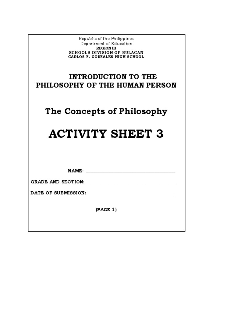 Activity Sheet 3: The Concepts of Philosophy | PDF | Soul | Human