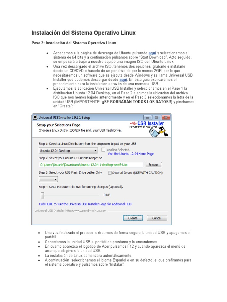 Instalar Ubuntu desde USB paso a paso | PDF | Memoria USB ...