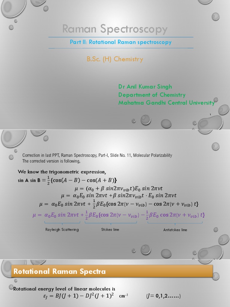 Raman Spectroscopy: B.Sc. (H) Chemistry | PDF | Spectroscopy | Raman ...