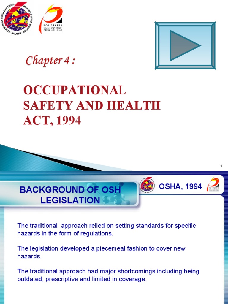 Occupational Safety and Health ACT, 1994 | PDF | Labour Relations ...