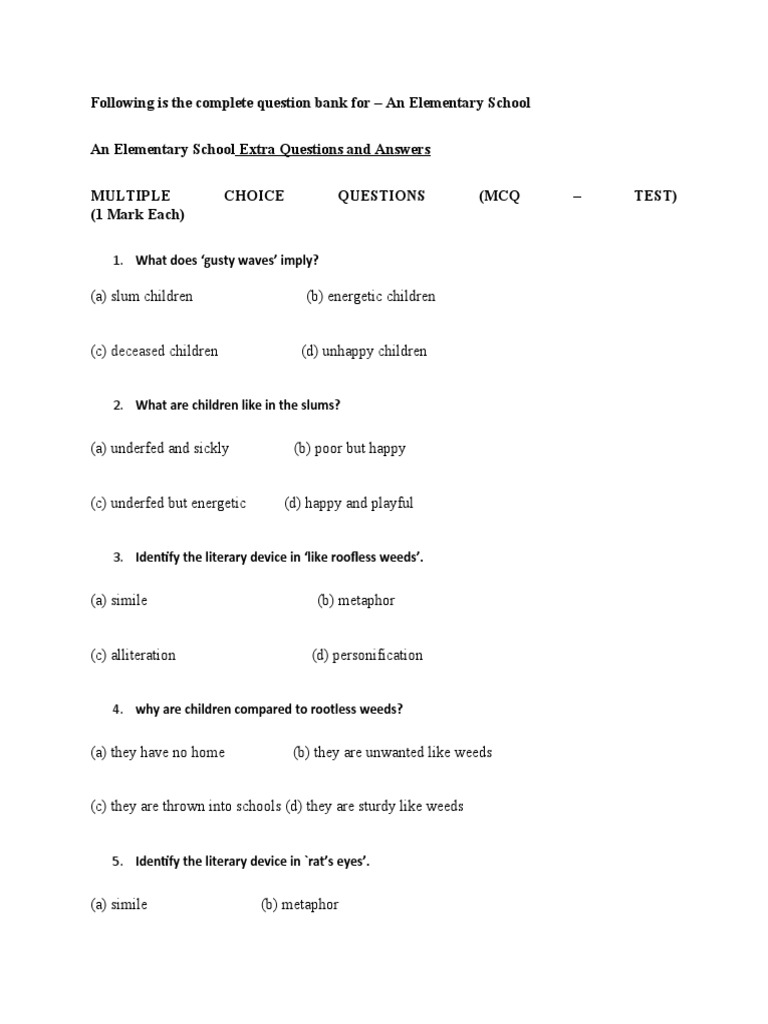 An Elementary School | PDF