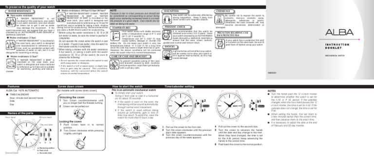 Mechanical Watch Water Resistance Guide | PDF