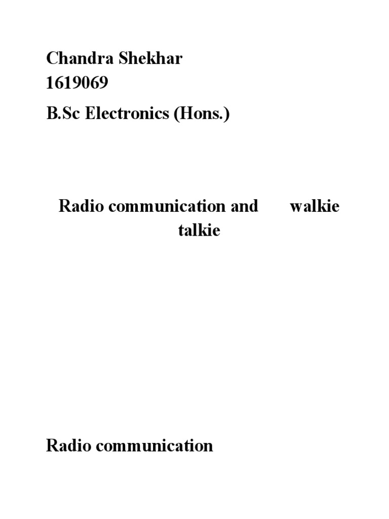 wALKIE TALKIE COMMUNICATION | PDF | Radio | Radio Wave