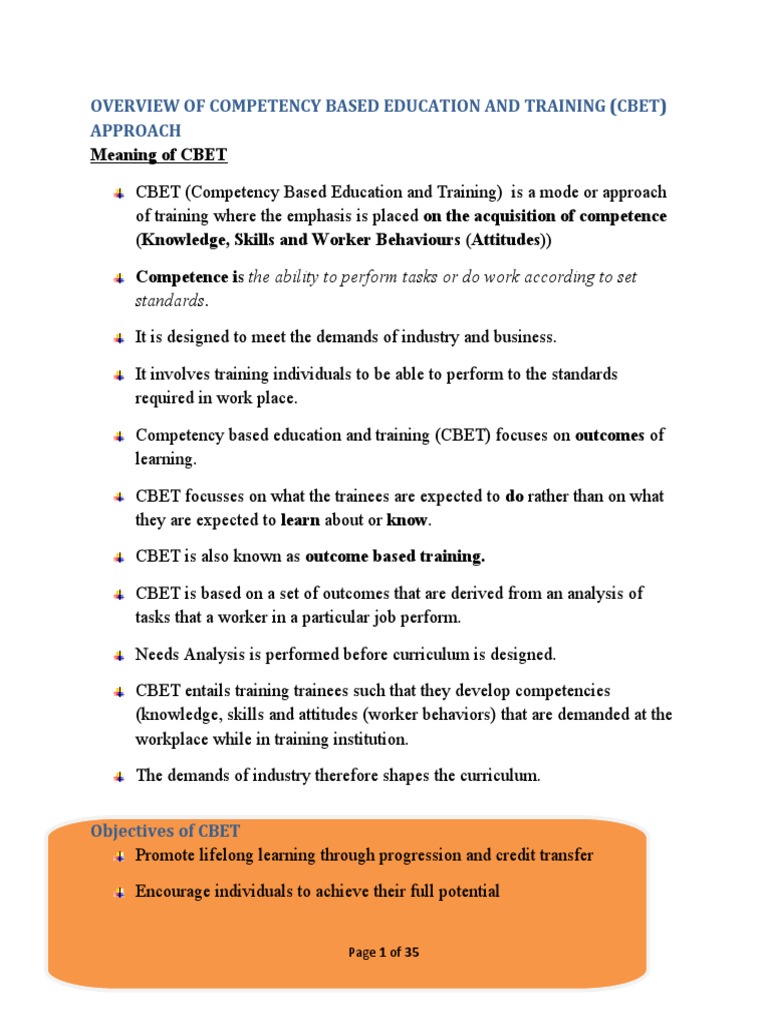 A Comprehensive Overview of Competency-Based Education and Training ...
