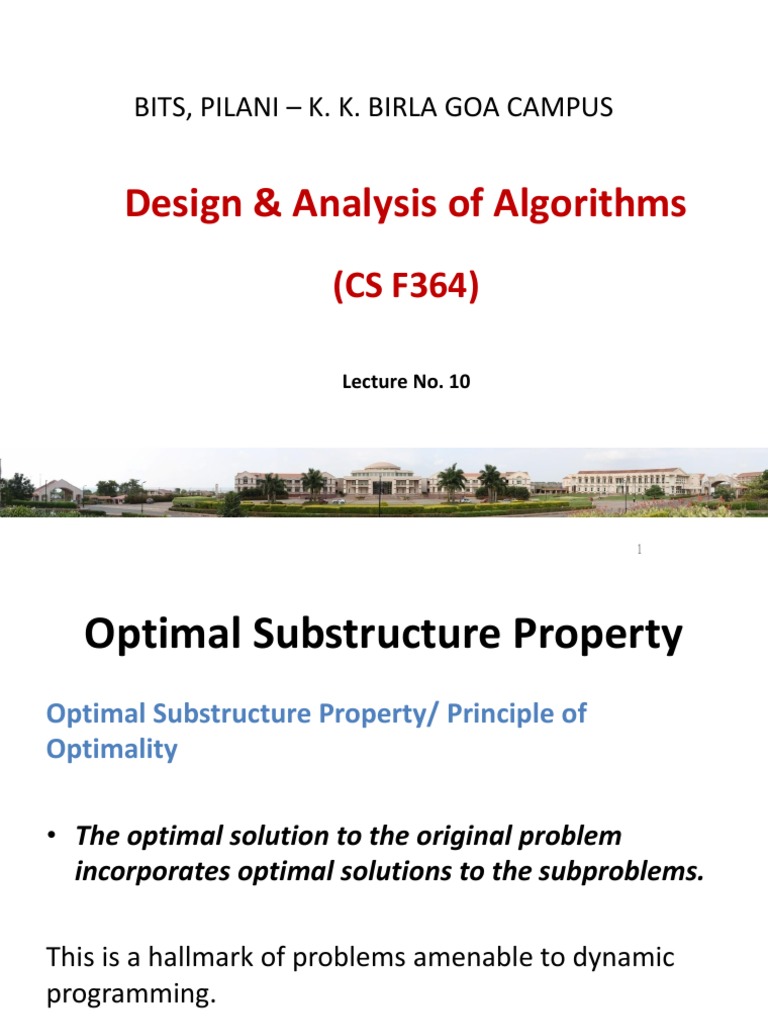 Design & Analysis of Algorithms: Bits, Pilani - K. K. Birla Goa Campus ...
