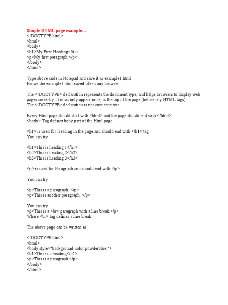 HTML Examples | PDF | Html Element | Html