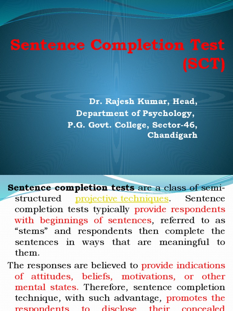 Sentence Completion Test | PDF