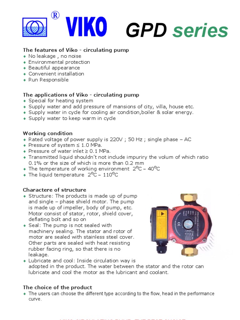 Viko GPD | PDF | Pump | Energy Technology
