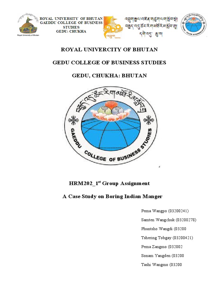 Royal Univercity of Bhutan Gedu College of Business Studies Gedu ...