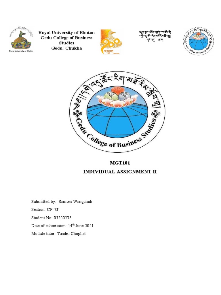 Royal University of Bhutan Gedu College of Business Studies Gedu ...