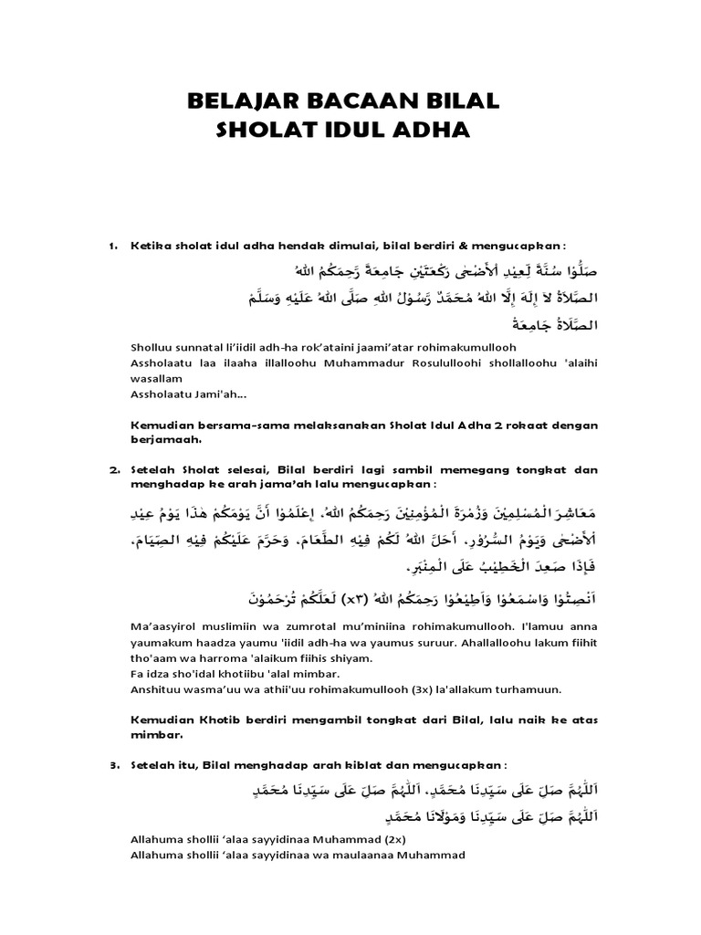 BELAJAR BACAAN BILAL Idul Adha | PDF