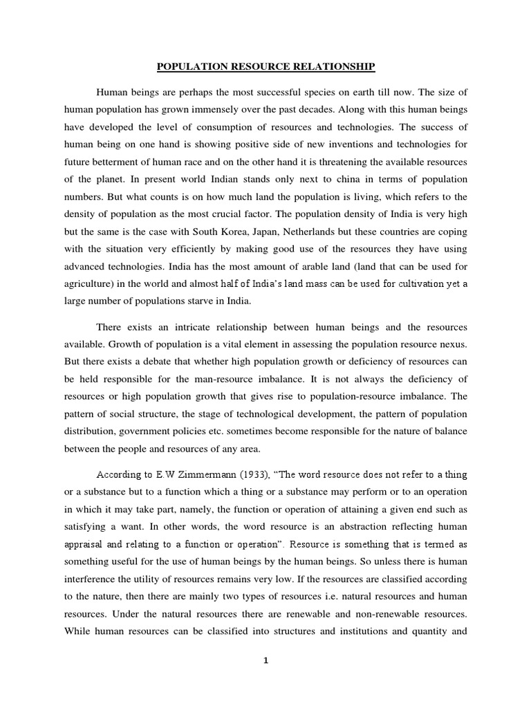 PG 2 Sem Population - Resource Relationship | PDF | Economic Growth ...