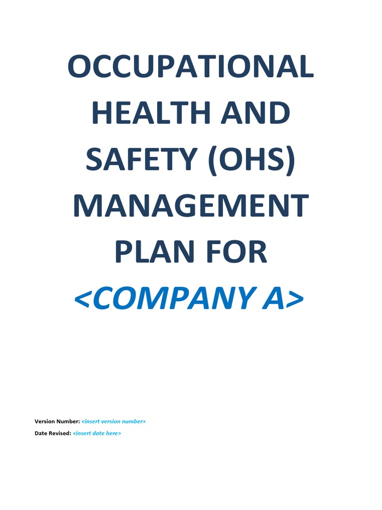 Occupational Health and Safety (Ohs) Management Plan For | Download ...