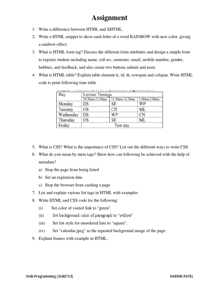 Assignment 2 | PDF | Html | Html Element