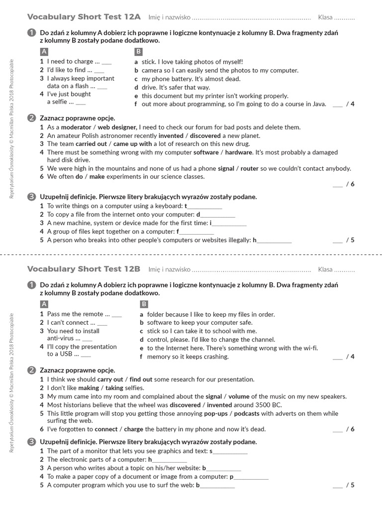 Unit 12 A&b Vocab Test | PDF | Computer File | Information Age