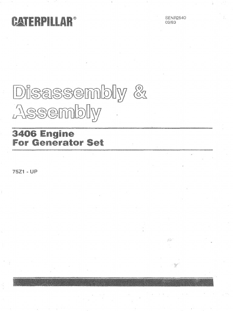 Disassembly & Assembly 3406 & 3406 B Gennerator Set Engines | PDF