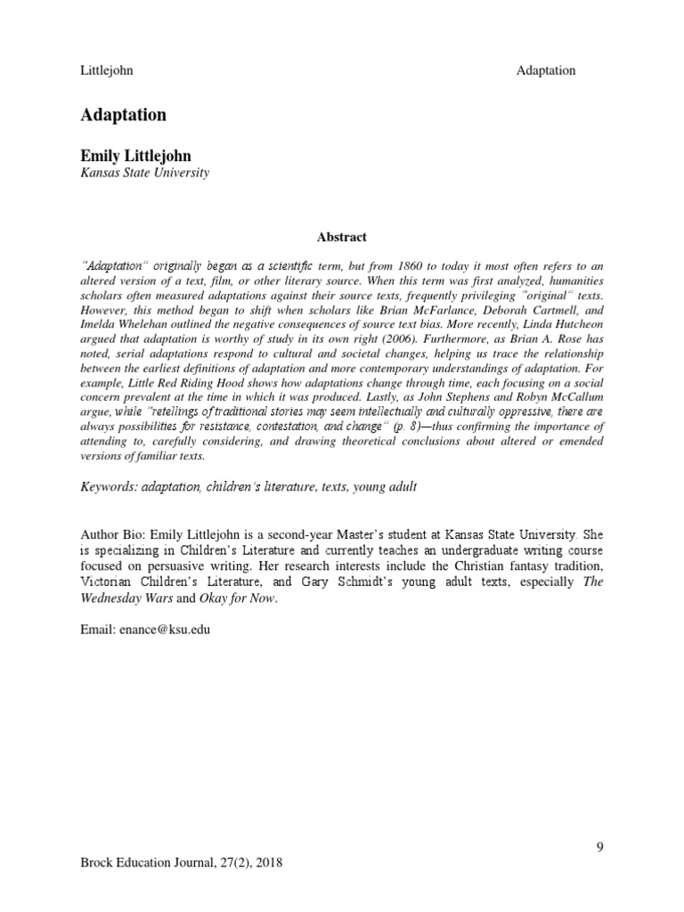 Adaptation: Emily Littlejohn | PDF | Children's Literature | Little Red ...