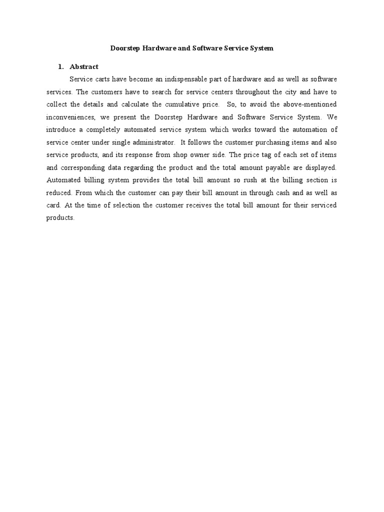 SIR-Doorstep Hardware and Software Service System | Download Free PDF | Operating System | 64 ...